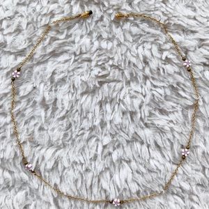 Jewelry | Delicate Chain Dainty Pink Floral Choker | Poshmark
